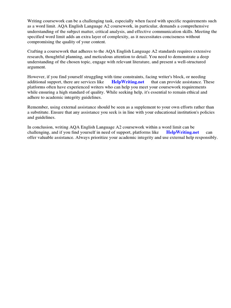 Aqa English Language A2 Coursework Word Limit Pdf