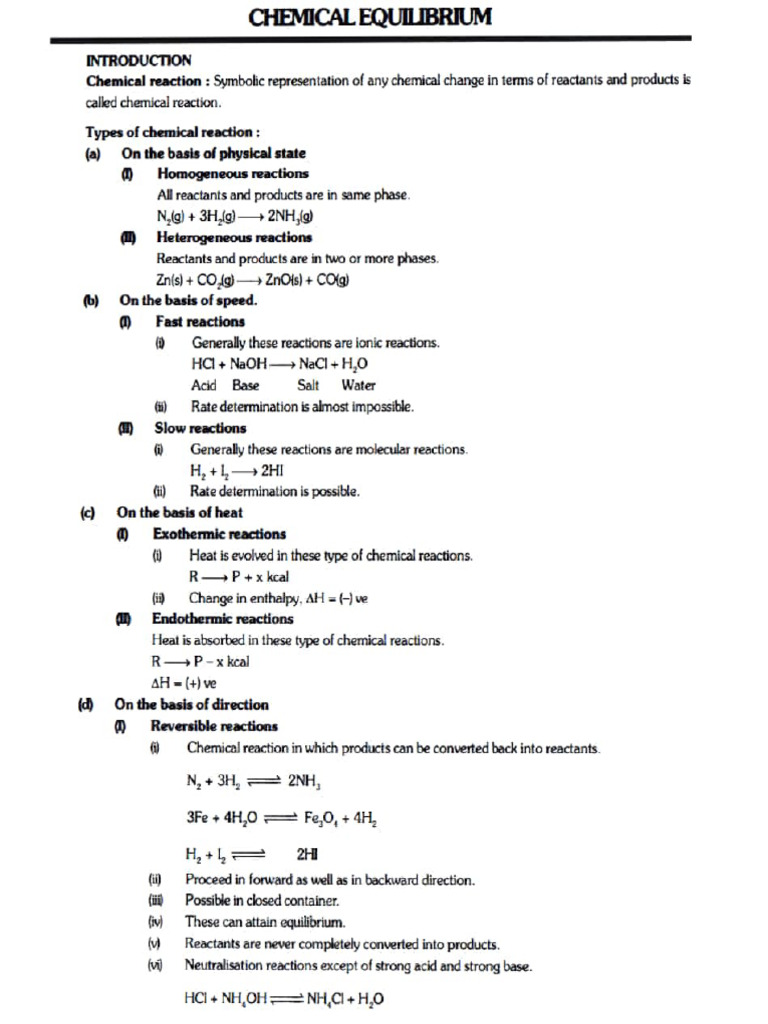 Physical, Chemical Equilibrium, Equilibrium Constant . | PDF | Chemical Equilibrium | Reaction Rate