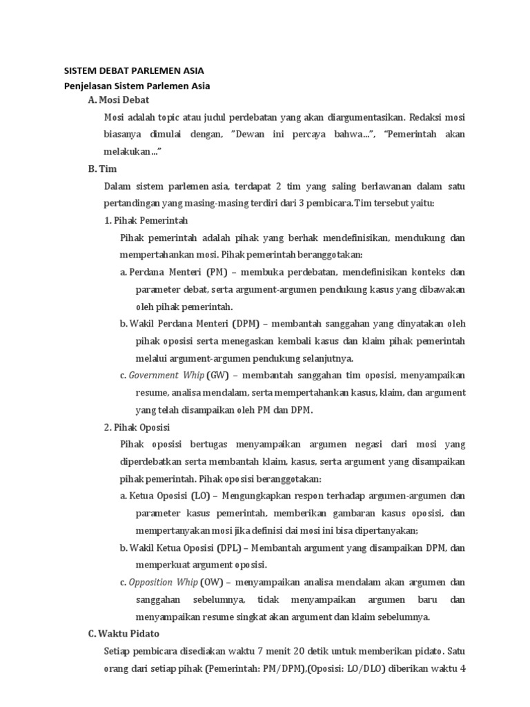 Asian Parliamentary Debate System | PDF