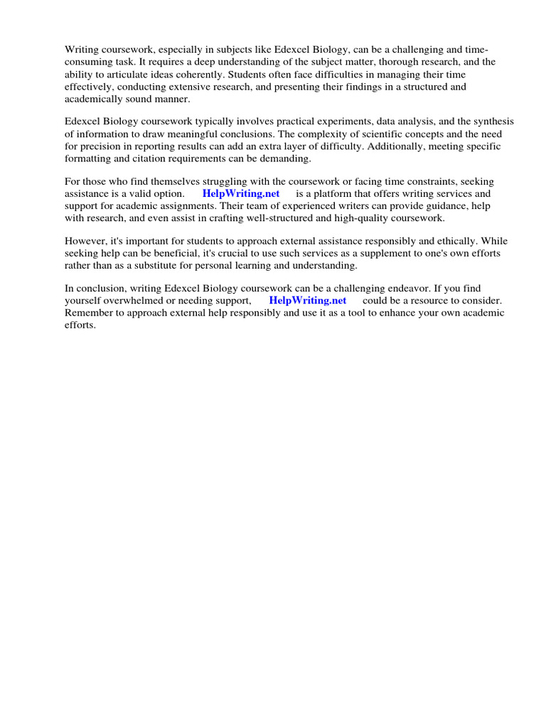 Edexcel Biology Coursework Example | PDF | Cognition