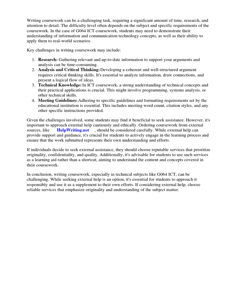 ICT Coursework Challenges | PDF | Educational Technology | Online And ...