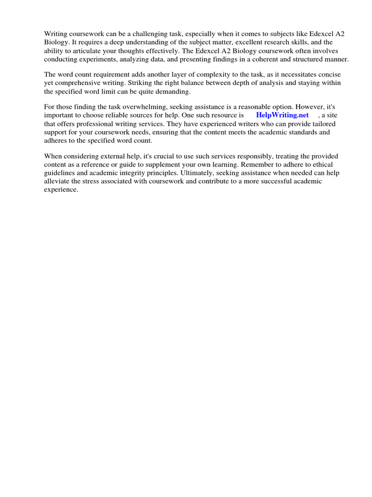 Edexcel A2 Biology Coursework Word Count | PDF | Gce Advanced Level ...