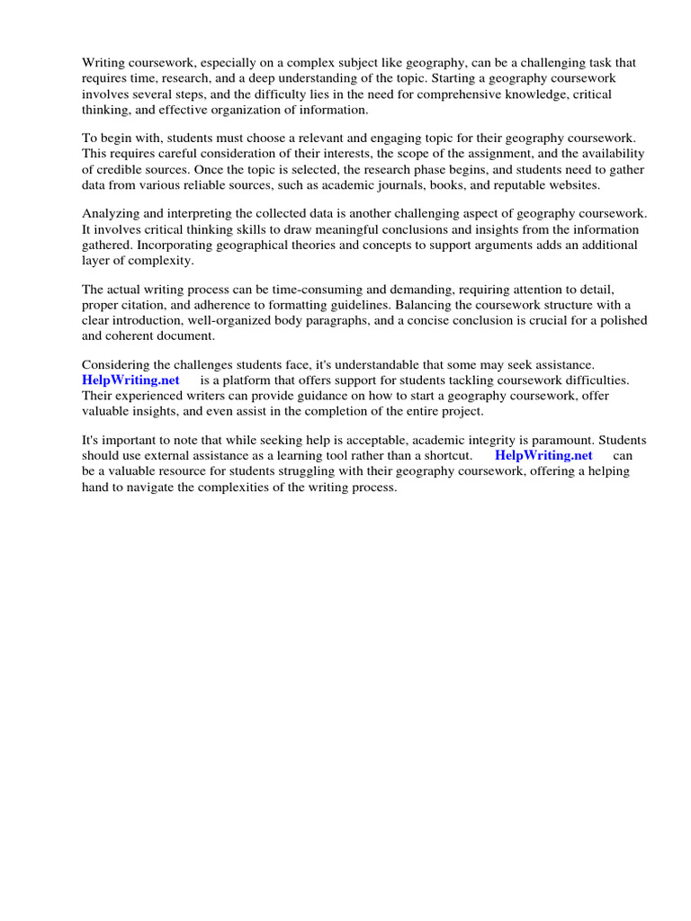 How To Start Geography Coursework | PDF | Geography | Thought