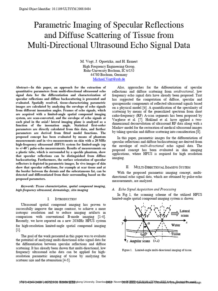 Parametric Imaging of Specular Reflections and Diffuse Scattering of Tissue From Multi ...