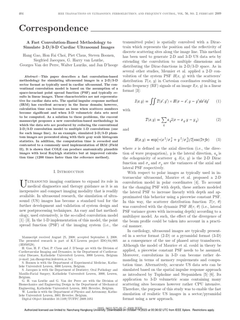 A Fast Convolution-Based Methodology To Simulate 2-Dd 3-D Cardiac ...