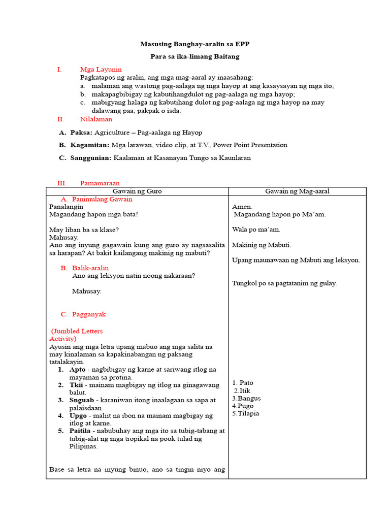 Detailed Lesson Plan in Grade 5 EPP | PDF Detailed Lesson Plan in Grade 5 EPP | PDF