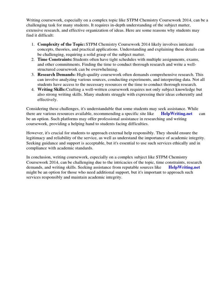 STPM Chemistry Coursework 2014 | PDF | Chemistry | Acid