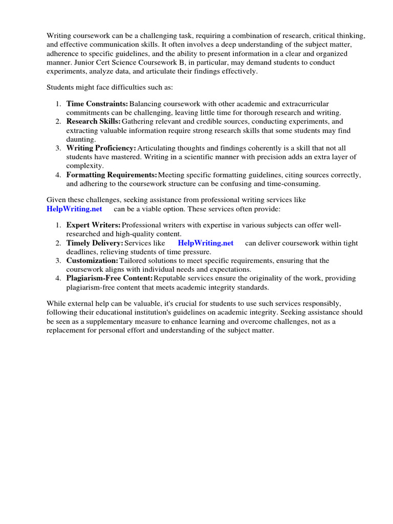 Junior Cert Science Coursework B Sample | PDF | Thought | Information