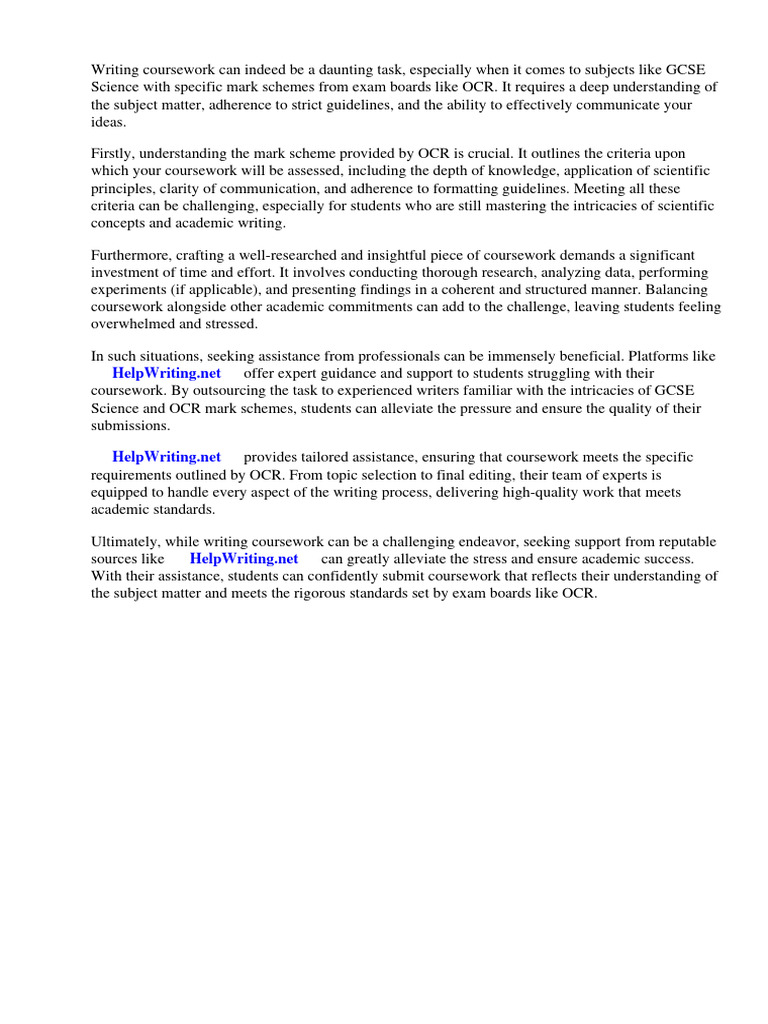 GCSE Science Coursework Help | PDF | Thesis | Understanding