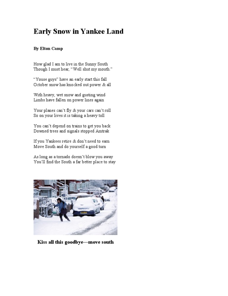 Early Snow in Yankee Land | PDF | Home & Garden | Poetry