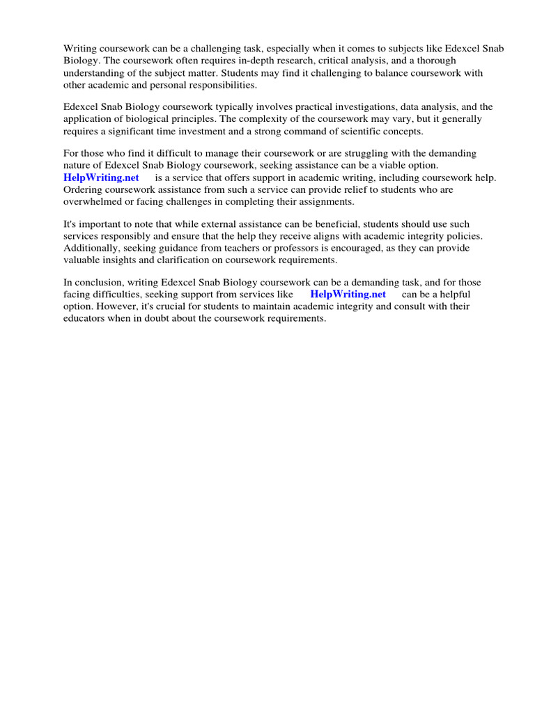 Edexcel Snab Biology Coursework | PDF | Linked In | Facebook