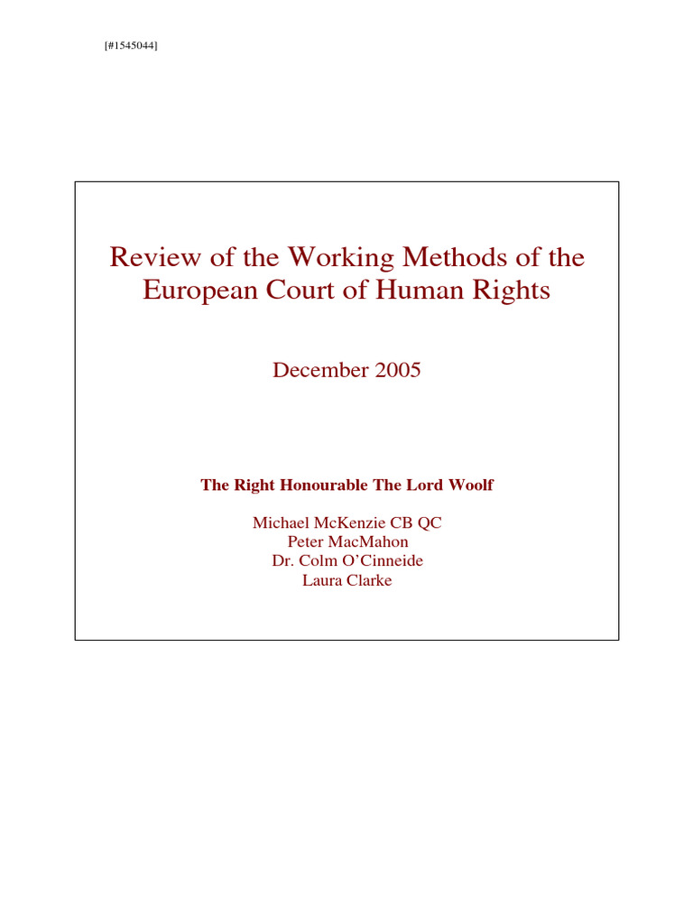 Review of ECHR Working Methods | PDF | European Convention On Human ...