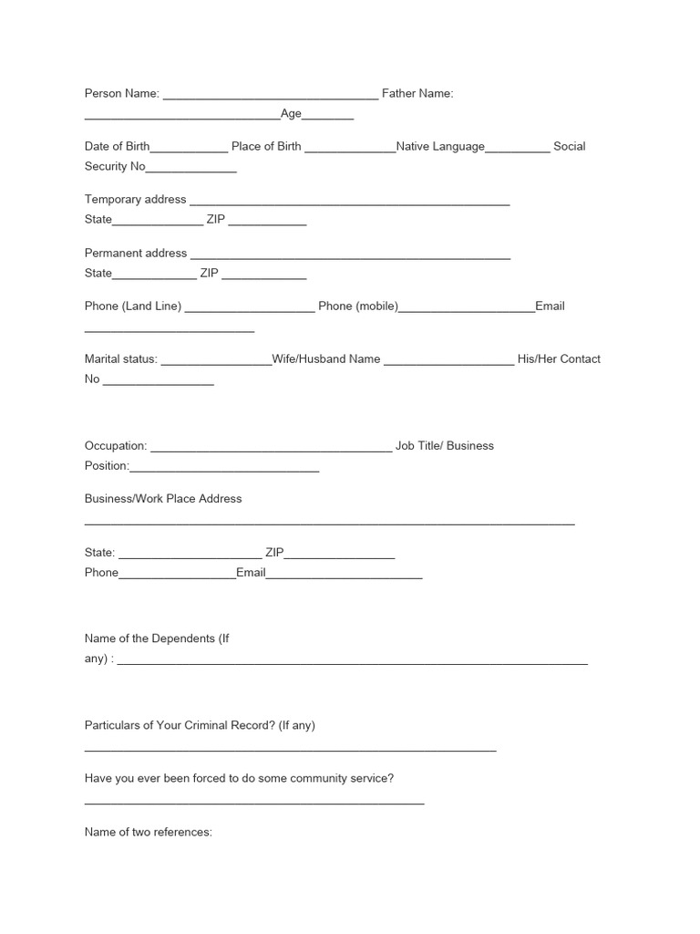 Employee Police Verification Form | PDF