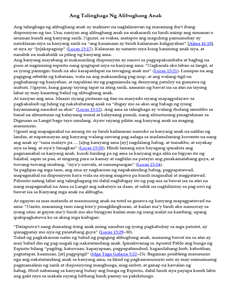 Ang Talinghaga NG Alibughang Anak | PDF