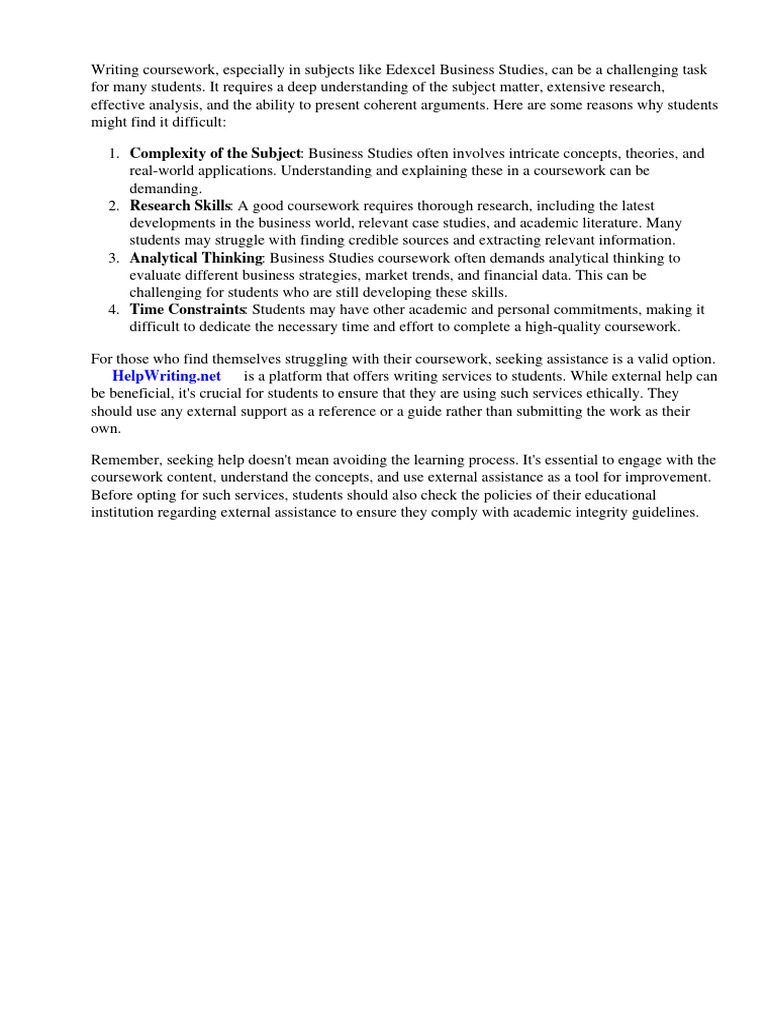 Edexcel Business Studies Coursework Example | PDF | Advertising | Marketing