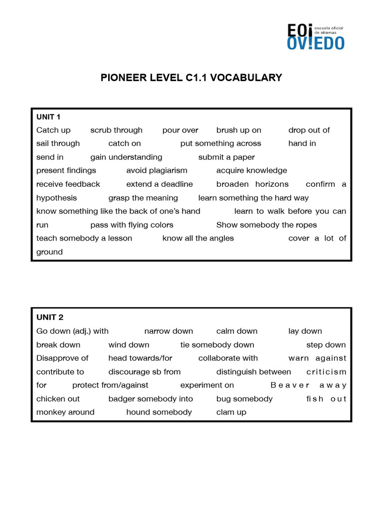 C1.1 Vocabulary | PDF