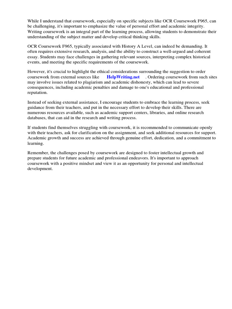 Ocr Coursework F965 Pdf Science Critical Thinking