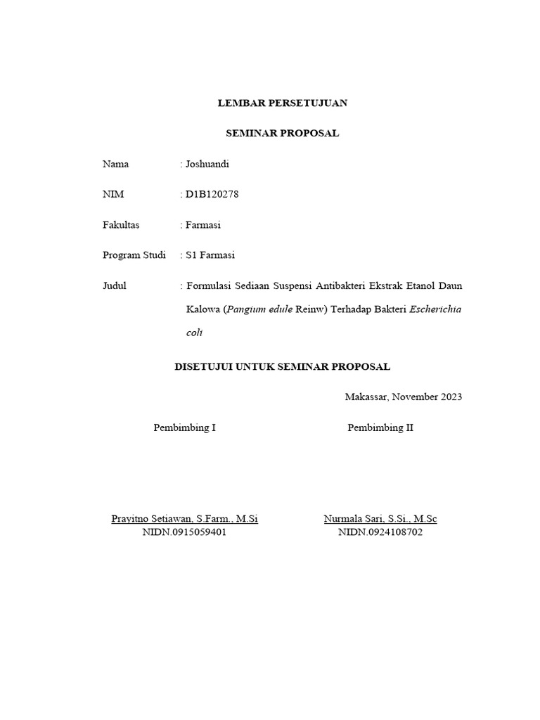 Lembar Persetujuan Proposal | PDF