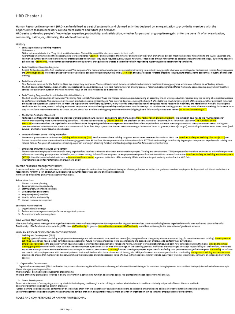 HRD Chapter 1 | PDF | Human Resource Management | Organization Development