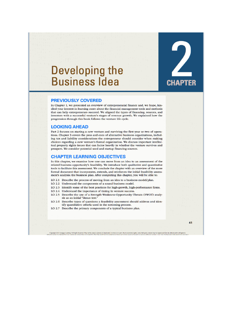Chapter 2 Developing The Business Idea | PDF