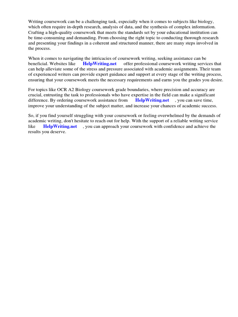 Ocr A2 Biology Coursework Grade Boundaries | PDF