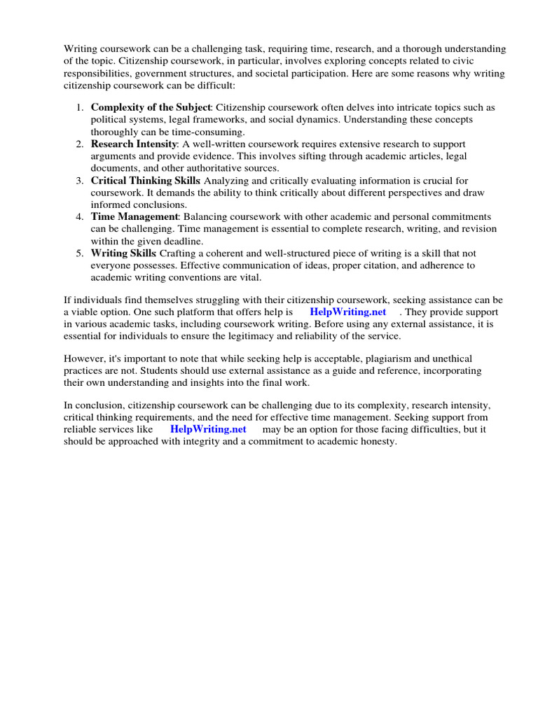 Citizenship Coursework Ideas | PDF | Critical Thinking | Teachers