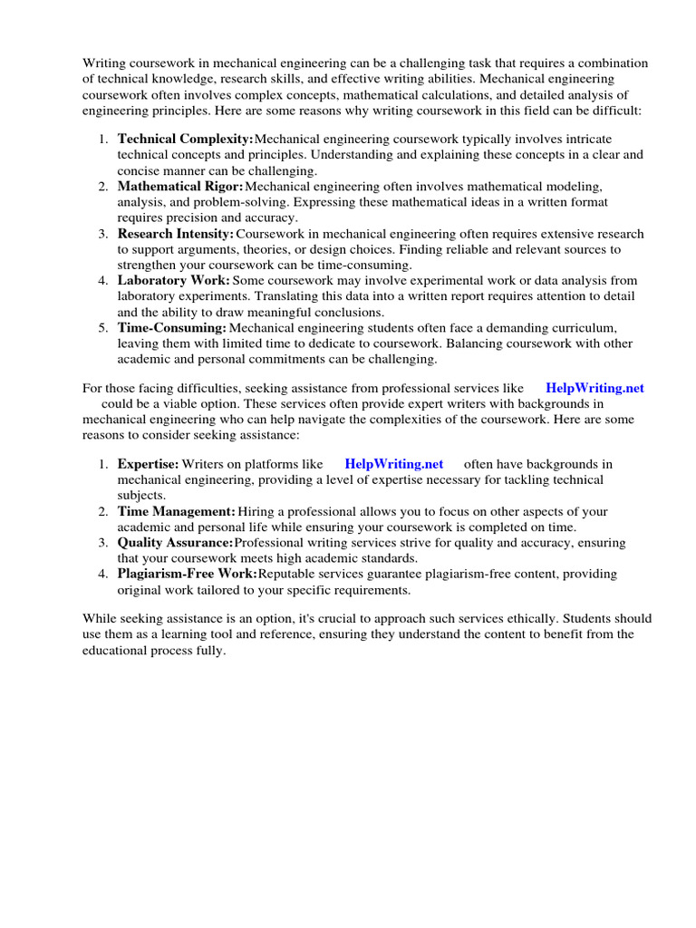 Coursework Mechanical Engineering | PDF | Mechanical Engineering | Engineering