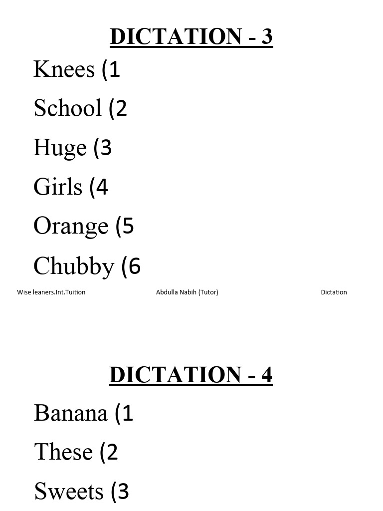 Dictation 1-10 | PDF