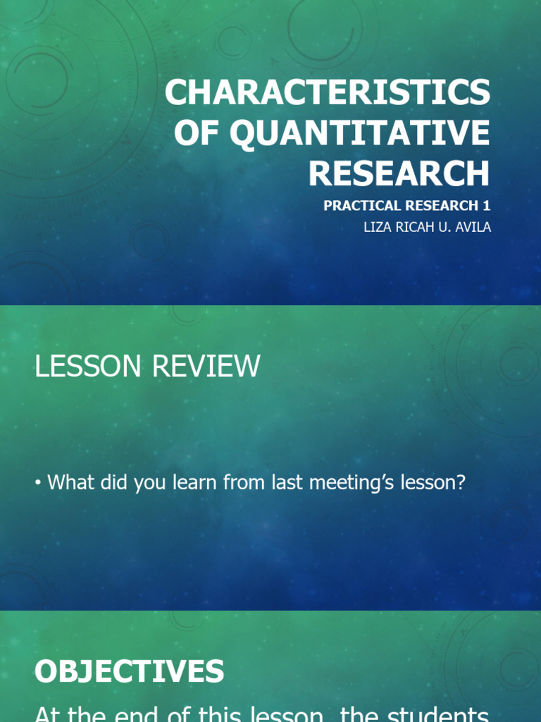 Characteristics of Quantitative Research | PDF | Quantitative Research ...