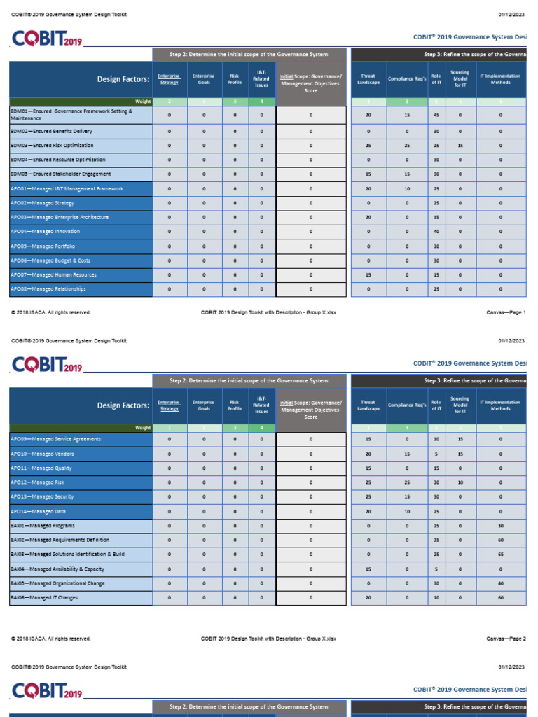 COBIT 2019 Design Toolkit With Description - Group X.XLSX - Canvas ... COBIT 2019 Design Toolkit With Description - Group X.XLSX - Canvas ...