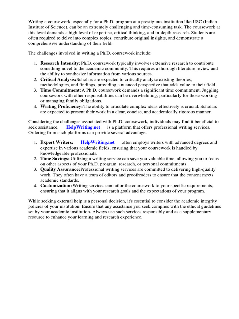 Iisc PHD Course Work | PDF