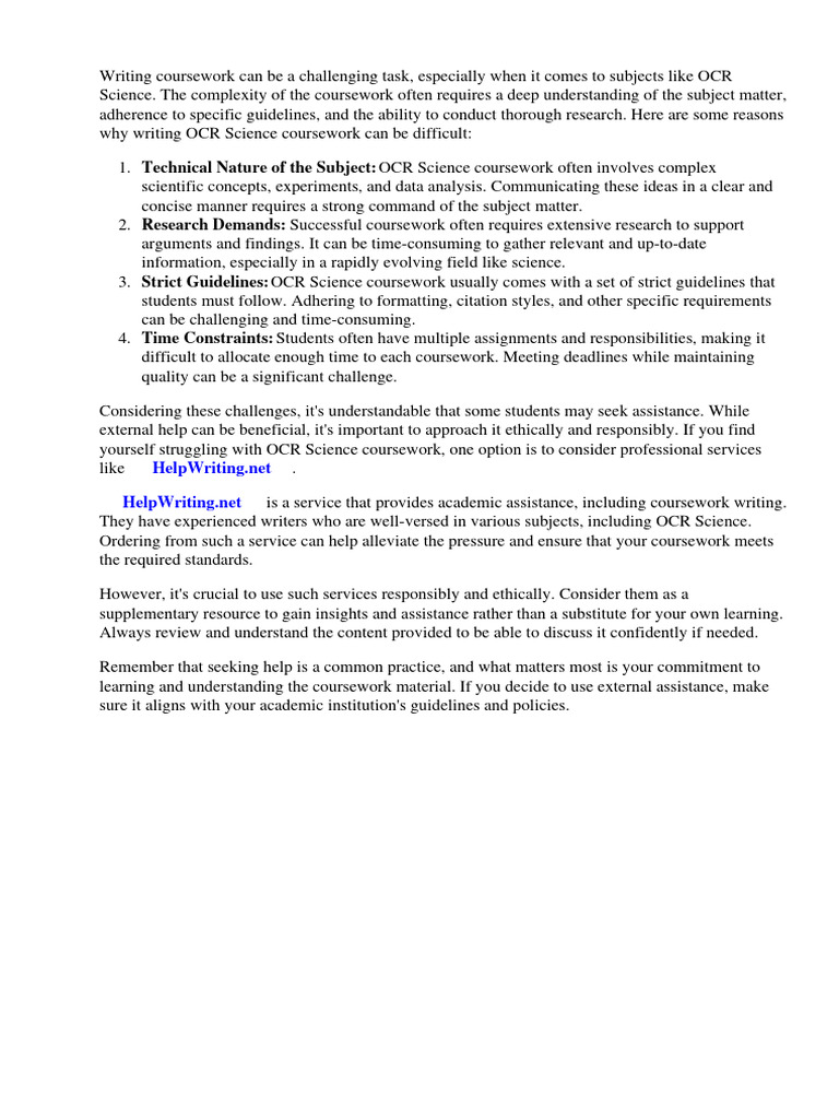 Ocr Science Coursework Checklist | PDF | Facebook | Linked In