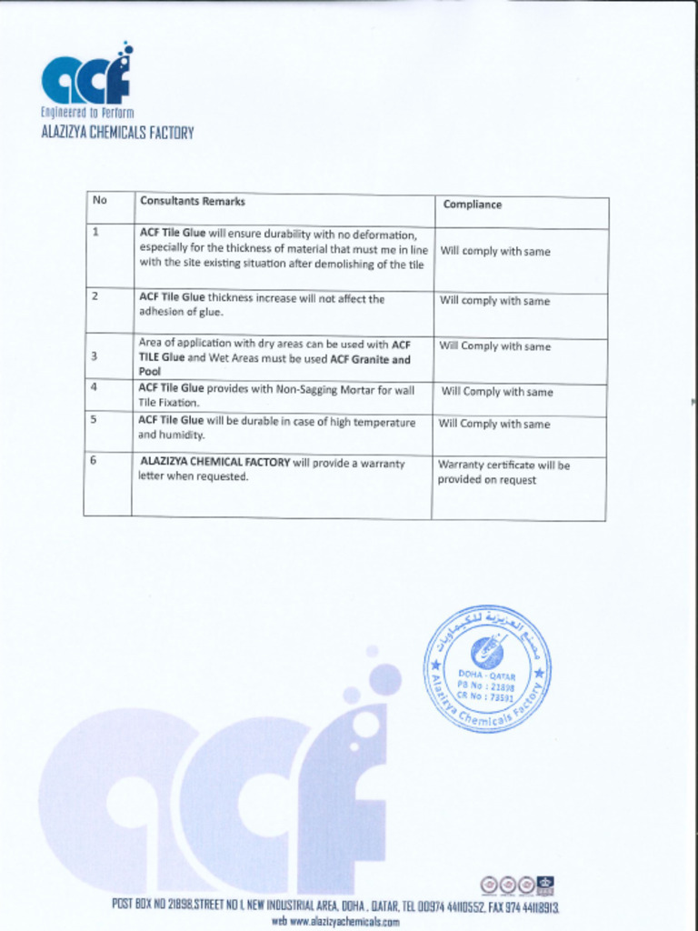 Tile Glue Compliance | PDF