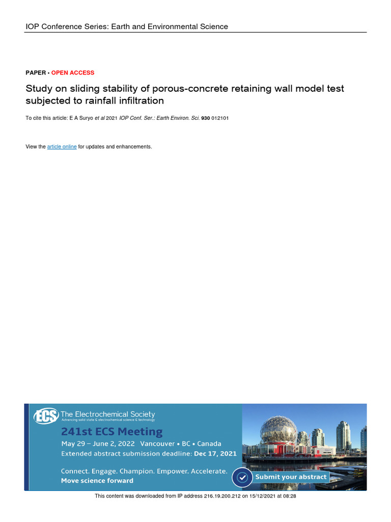 Study On Sliding Stability of Porous-Concrete Retaining Wall | PDF ...