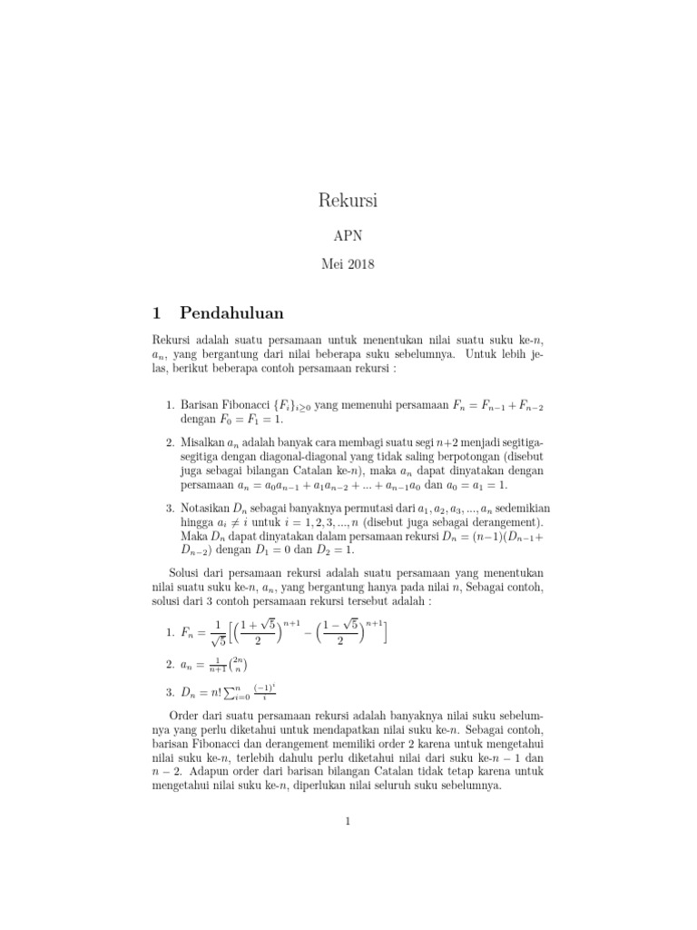 Contoh Soal Rekursi dan Solusinya | PDF