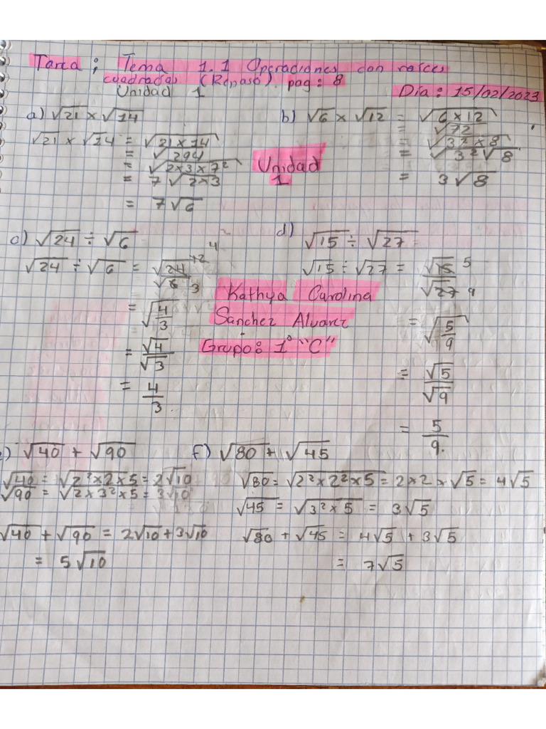 Unidad 1, Ejercicios de Mate | PDF