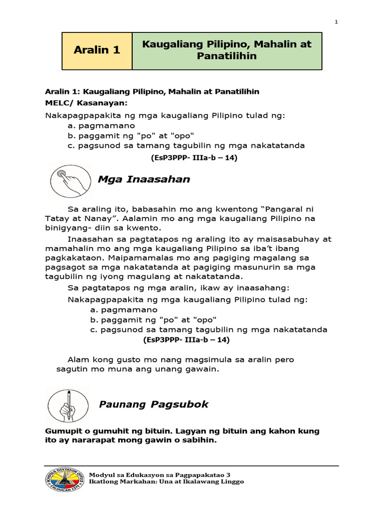 Esp 3 q3 Weeks 1-2 | PDF