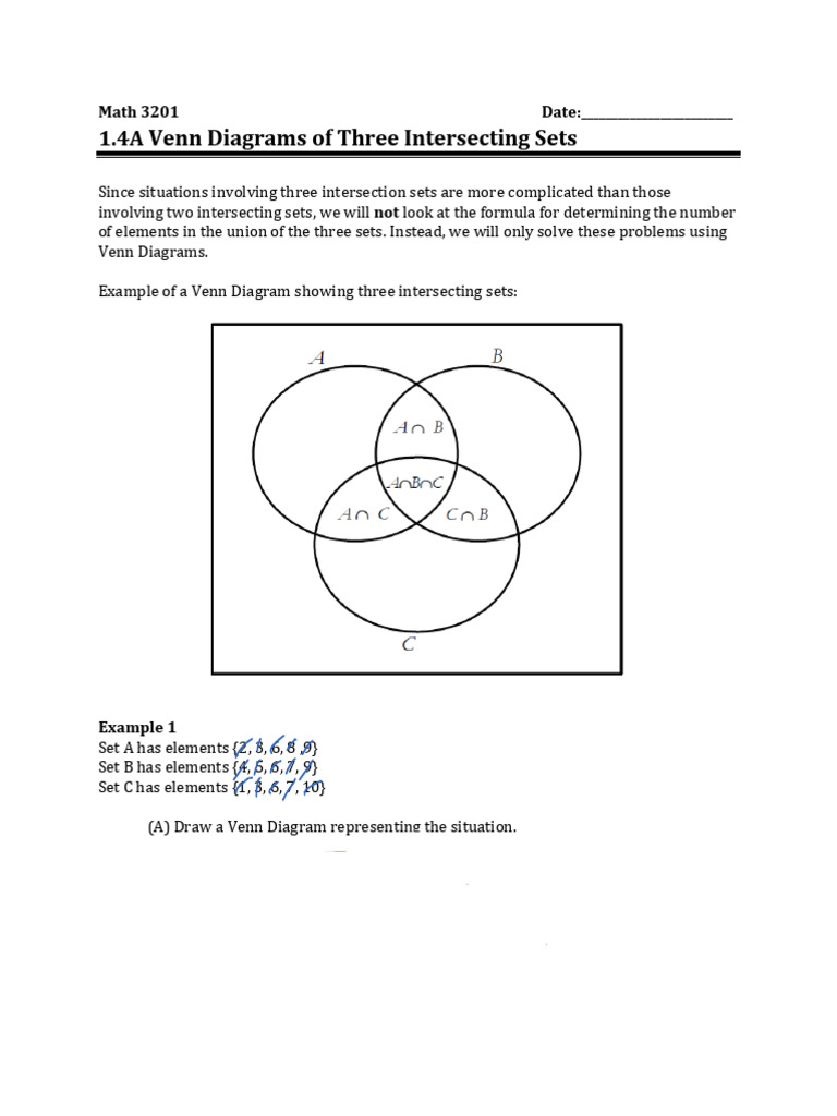 Venn Diagrams: Three Sets Problems | PDF | Mathematics