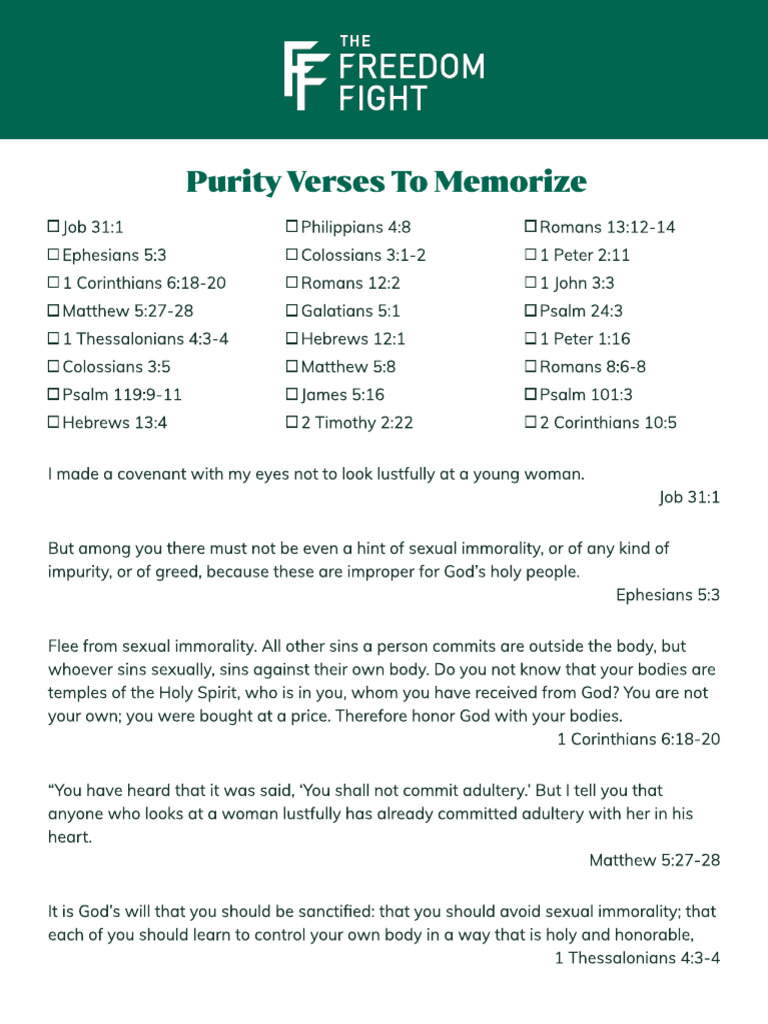 Purity Verses To Memorize | PDF | Sin | Religious Belief And Doctrine