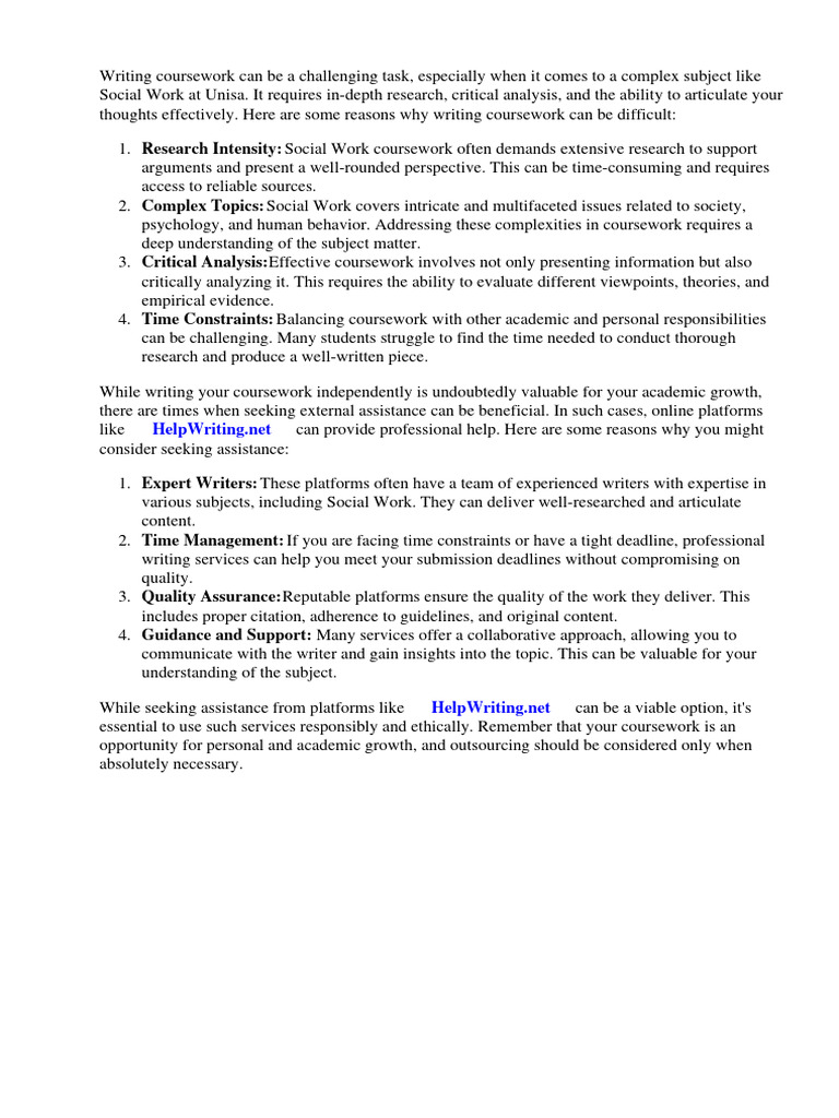 UNISA Social Work Course Overview | PDF | Academic Degree | Bachelor's ...