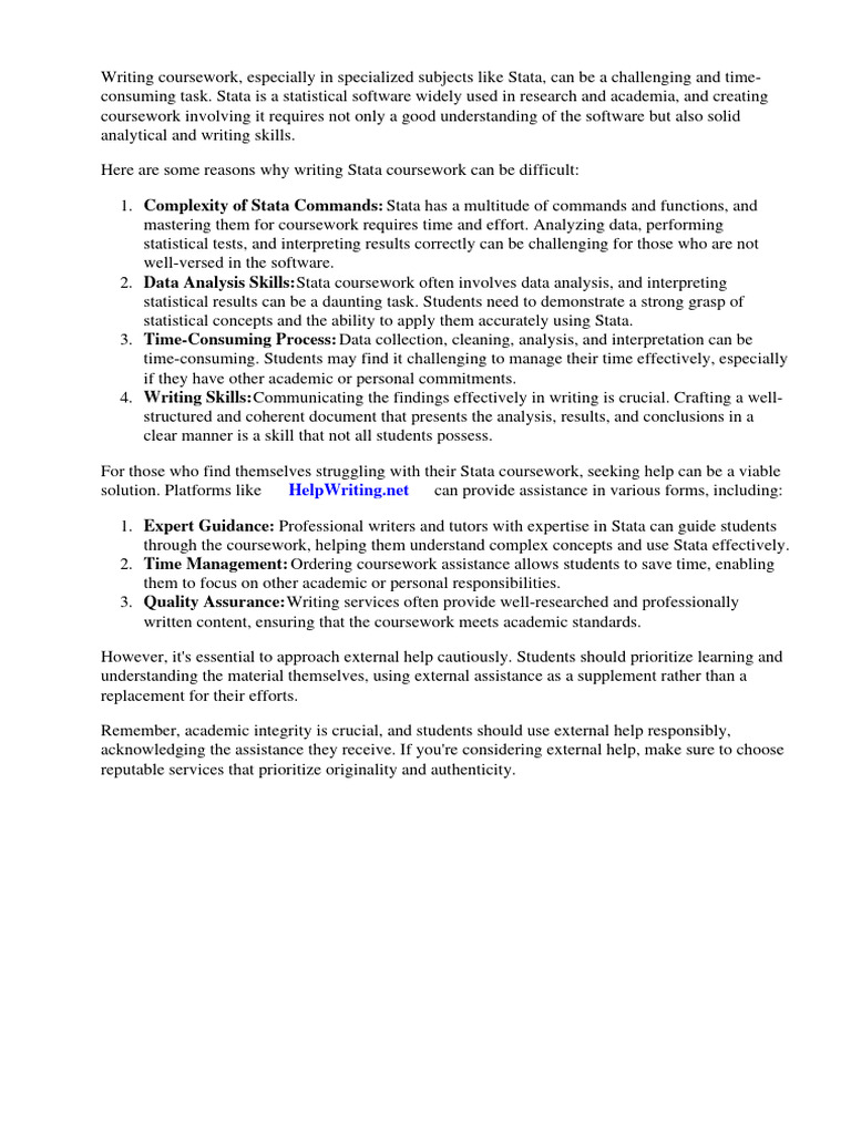 Stata Coursework Help | PDF | Statistics | Jmp (Statistical Software)