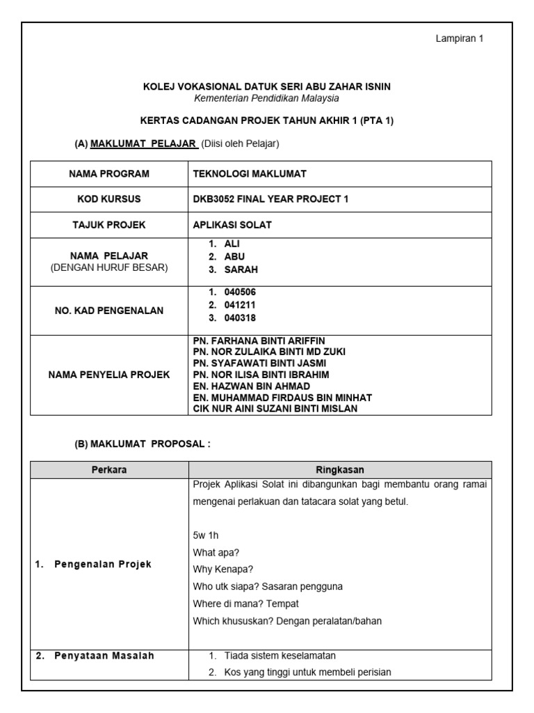 Contoh Format Kertas Cadangan (Proposal) | PDF