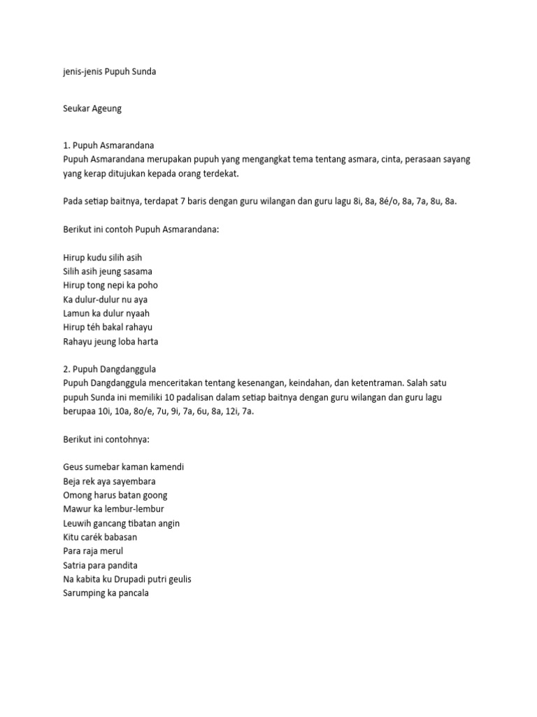 Jenis-Jenis Pupuh | PDF