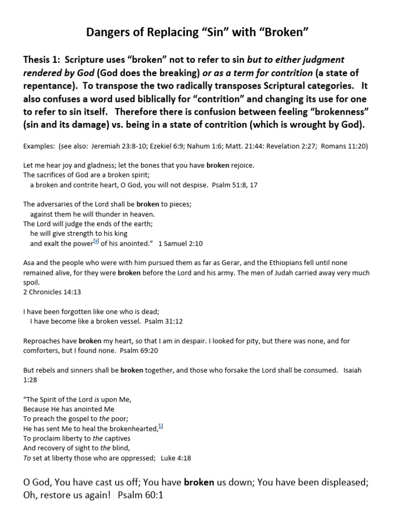 Dangers of Replacing Sin With Broken2 | PDF | Justification (Theology ...