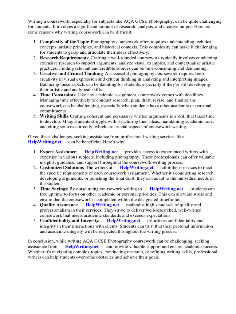 Aqa Gcse Photography Coursework | PDF | Facebook | Linked In