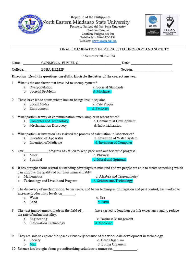 STS Final Exam | PDF