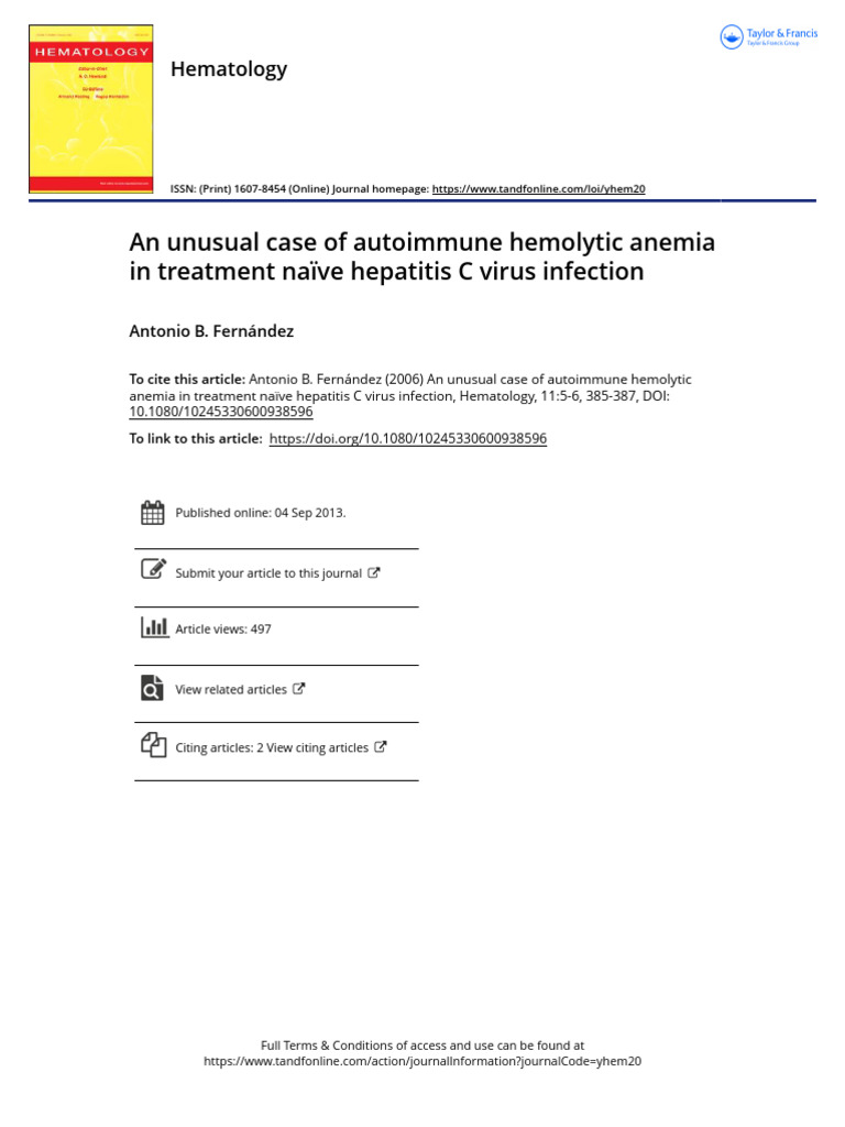 An Unusual Case of Autoimmune Hemolytic Anemia in Treatment Na Ve ...