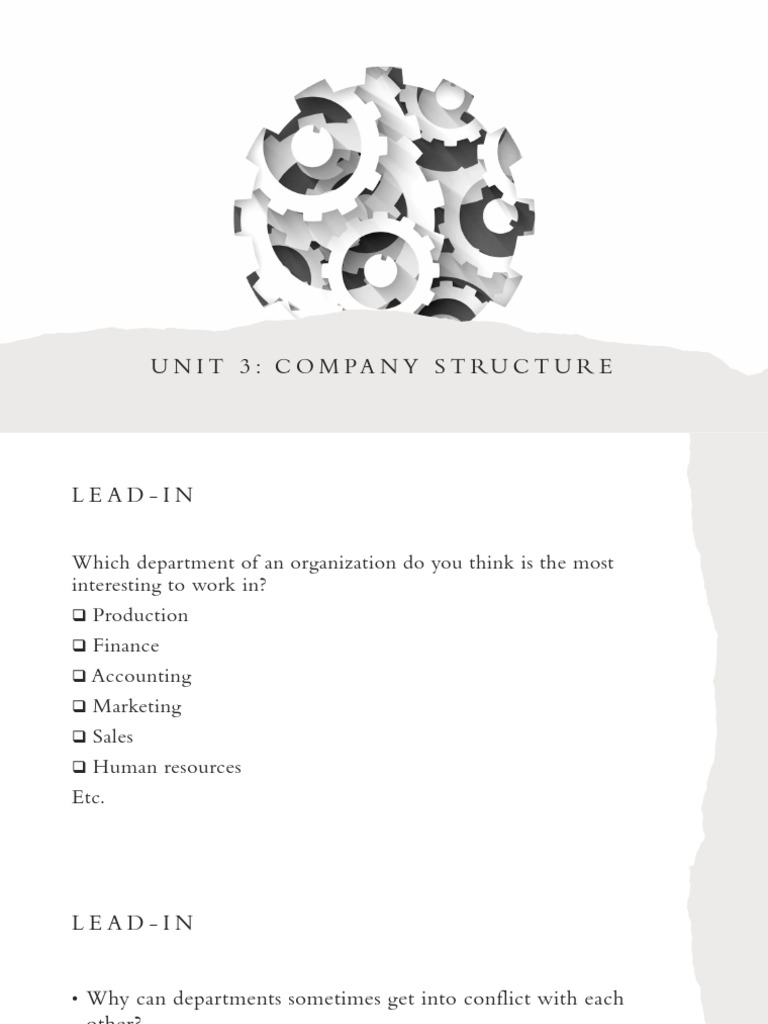 Unit 3 - Company Structure | Download Free PDF | Marketing | Sales