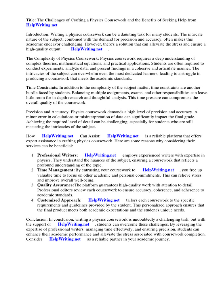 How To Write Physics Coursework | PDF | Physics | Science