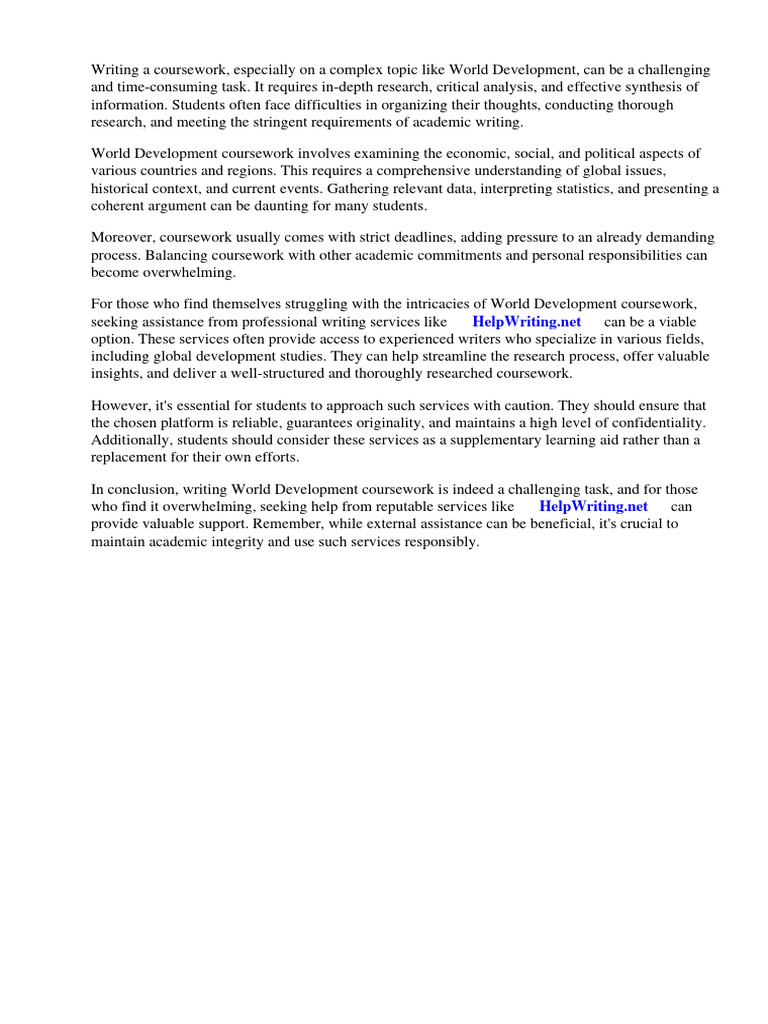 World Development Coursework Examples | PDF